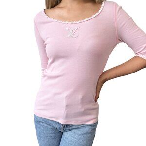 Louis Vuitton | Tops | Louis Vuitton Vintage Lv Logo Tshirt Top L Beads ...